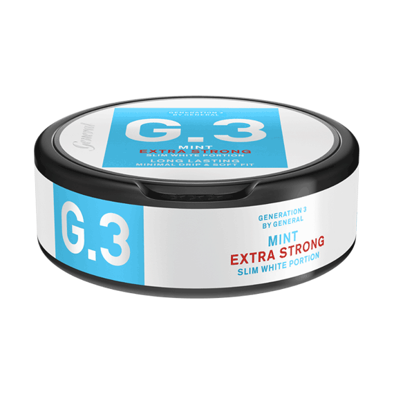 General G3 Slim White Mint Extra Strong Portionssnus | Snusbolaget.se